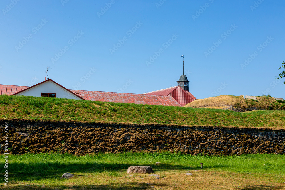 Priozersk, Russia - July 10, 2021: Tower and rampart of Korela fortress ...