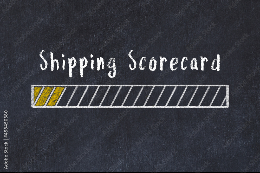 Logistics low KPI concept. Chalk progress bar and inscription Shipping ...