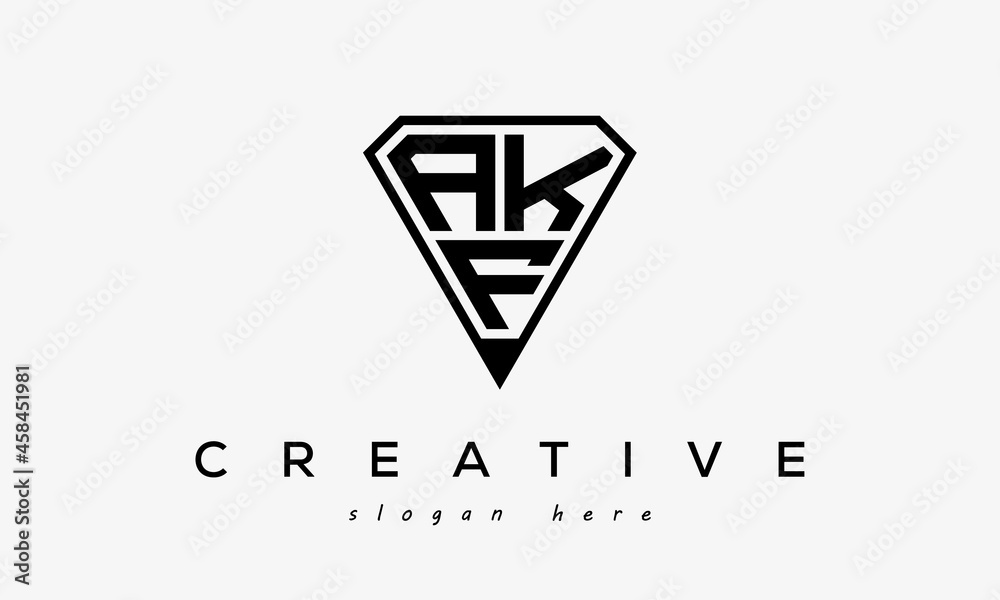 initial letters logo AKF black monogram diamond pentagon shape with ...
