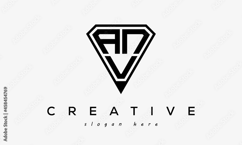 initial letters logo ANV black monogram diamond pentagon shape with ...