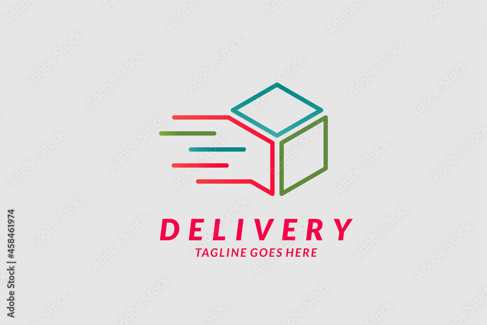 delivery logo design , colorful box with fast tail Flat Vector Business ...