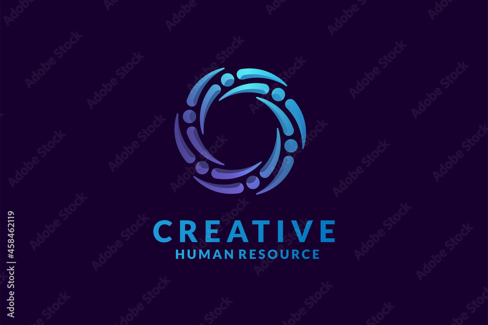 human resources Logo design isolated on blue Background. Usable for ...