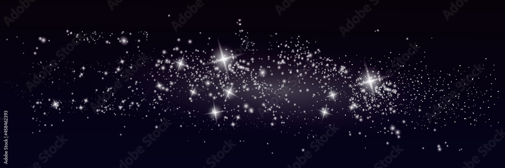 Milky way wide banner. Space background with white stars. Starry night ...