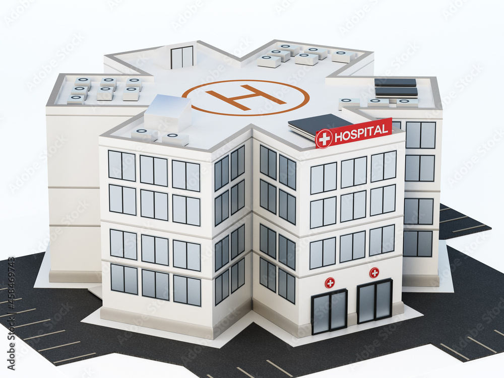 Hospital Building Drawing 3d