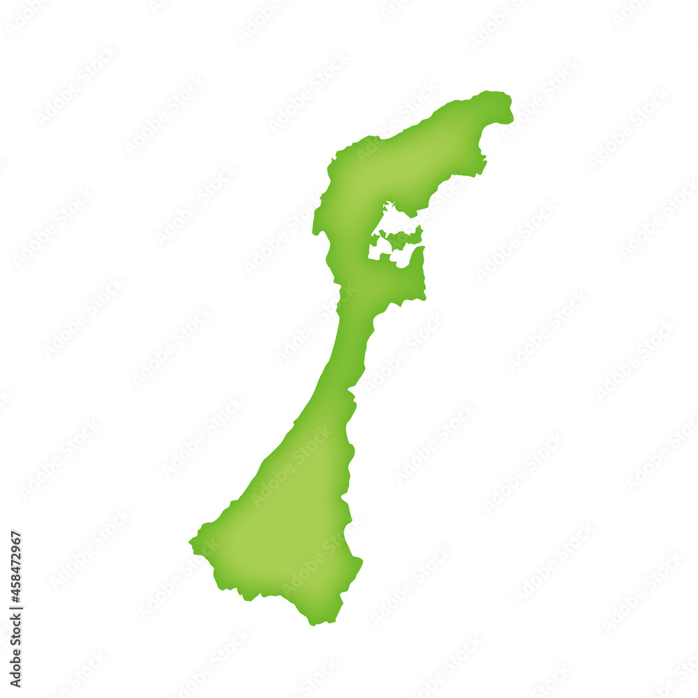 石川県の地図 緑色の県庁所在地マーク 都道府県単位の地図のイラスト 地図シルエット Stock Vector | Adobe Stock