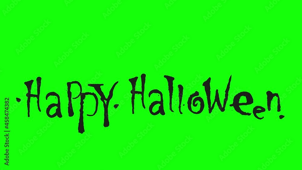 Text Happy Halloween. 4K cartoon animation on a green screen, chroma ...