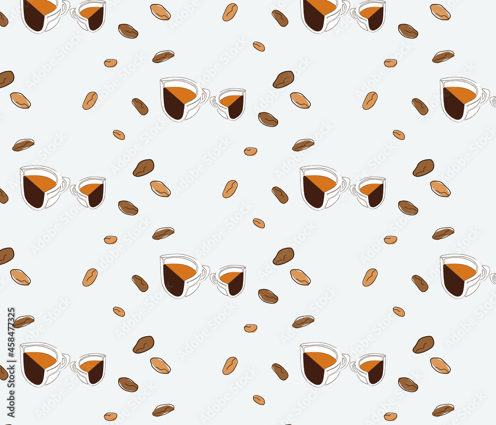 Coffee bean pattern with seamless grunge effect for coffee shop ...