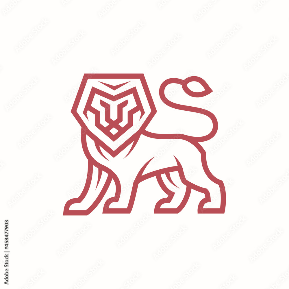 Lion Standing Logo design Stock Vector | Adobe Stock