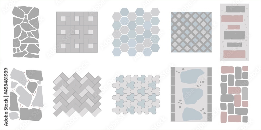 Tile for street pavement or park sidewalk. Road pattern street. Set of ...