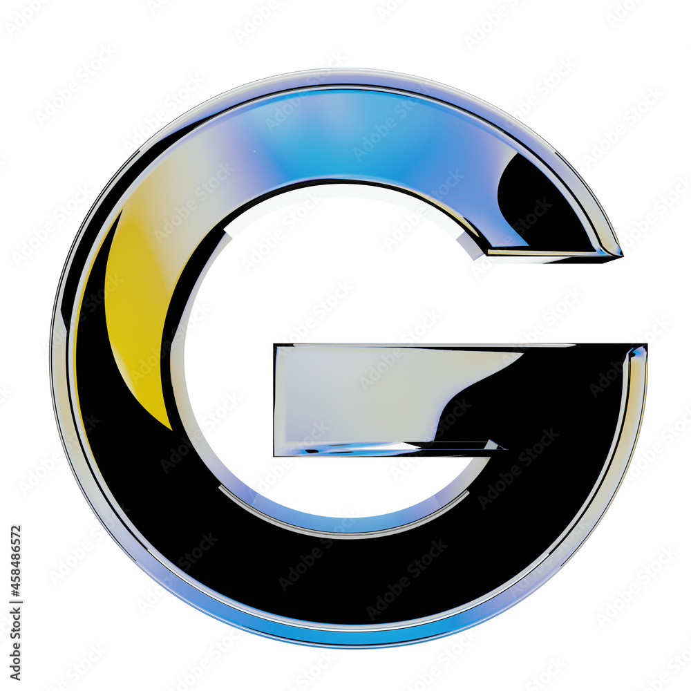 Iridescent glass blobs retro cyberpunk alphabet letter G Stock ...