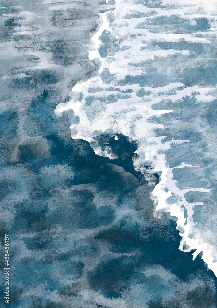 Boho Sea with Waves Print.. Abstract Background. Bohemian printable ...