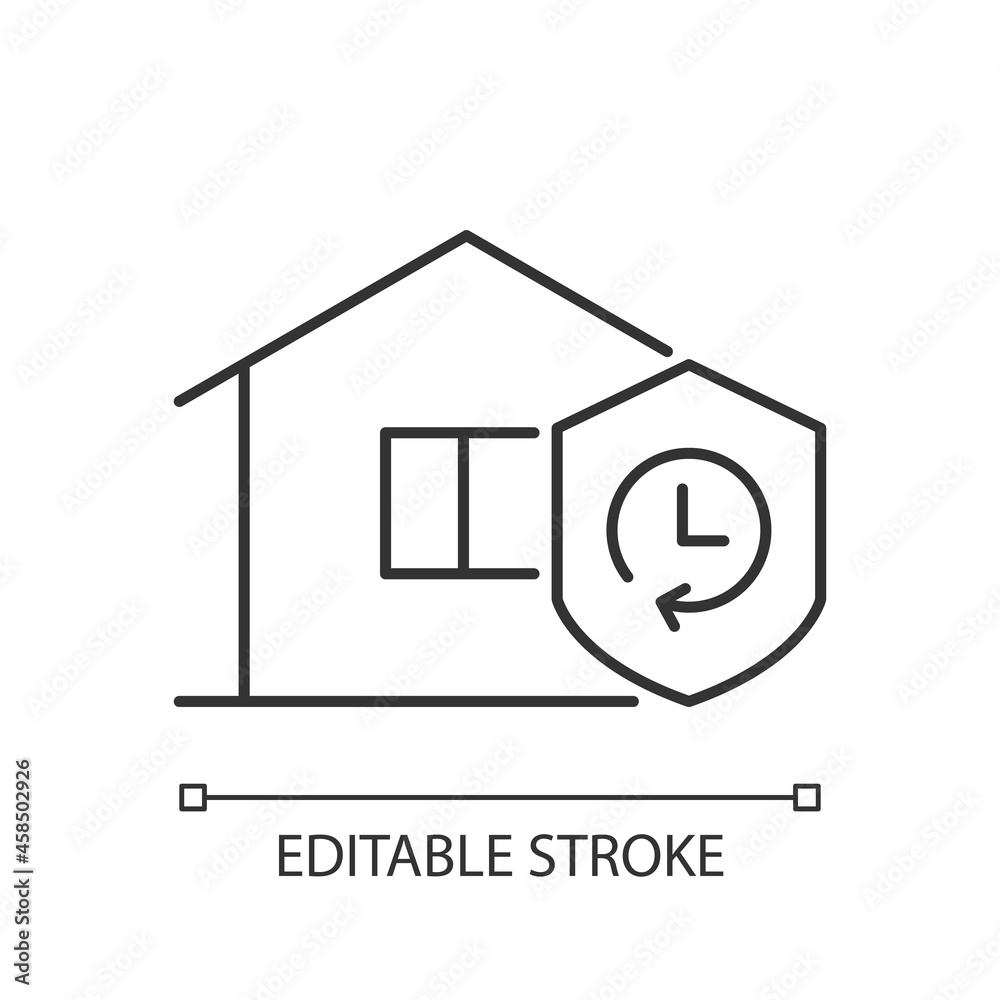 Durability linear icon. Building materials reliability. House life ...