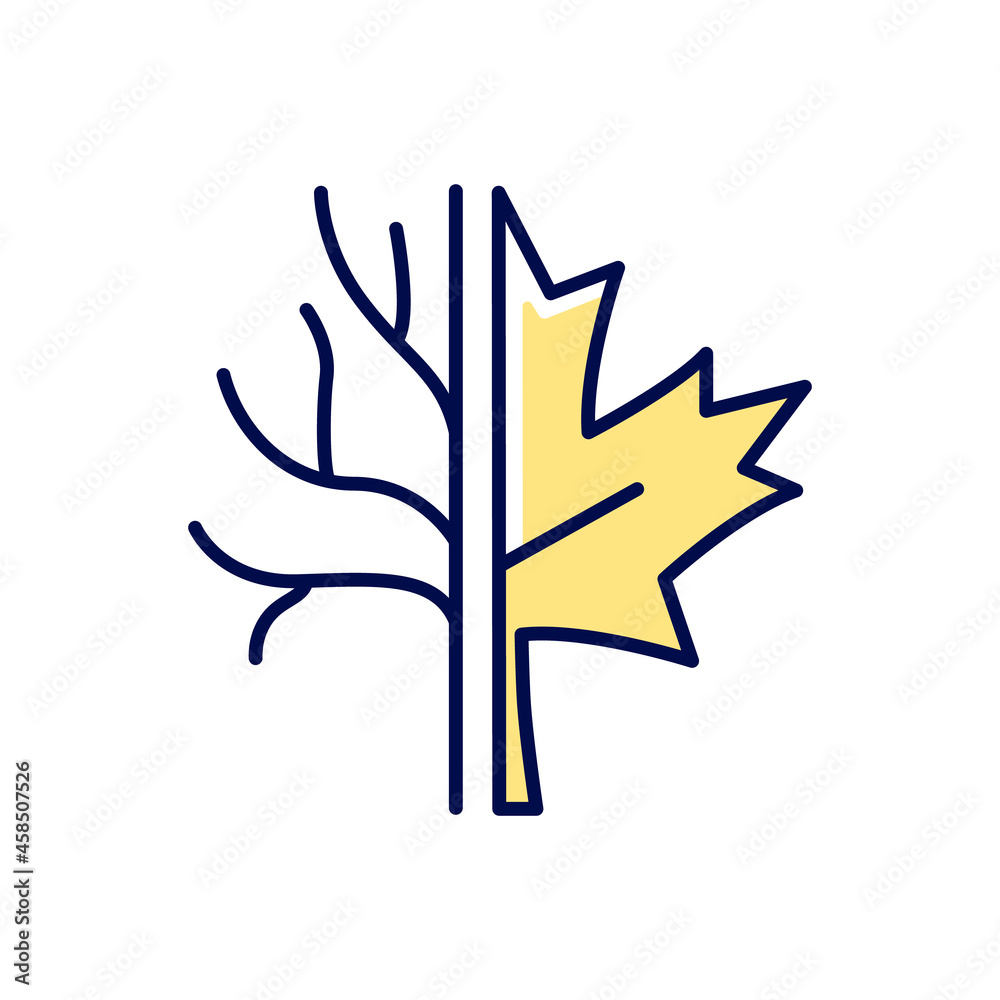 Maple tree RGB color icon. Official canadian arboreal emblem. Species ...