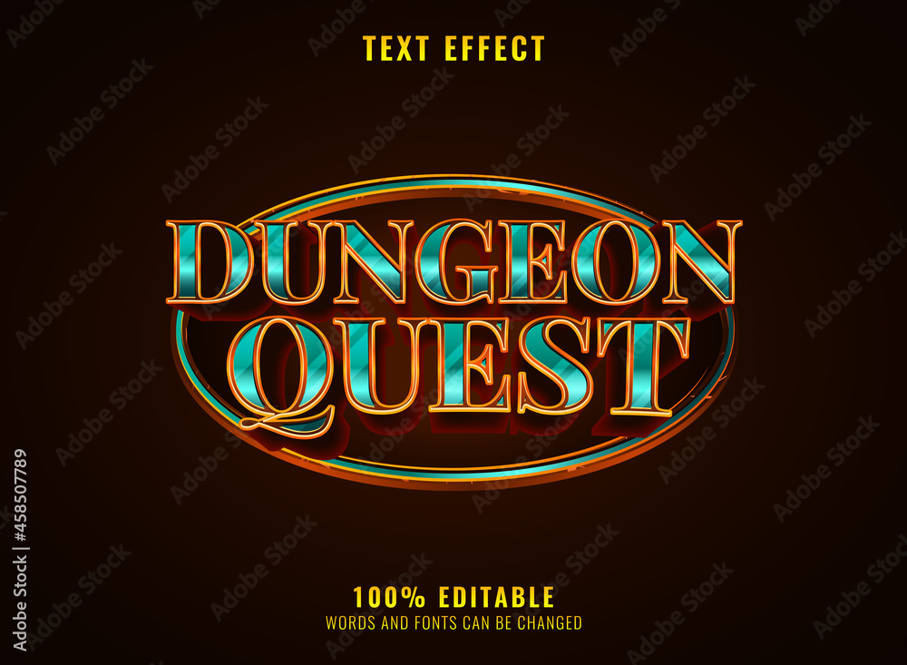 golden diamond luxury dungeon quest medieval rpg game logo text effect ...