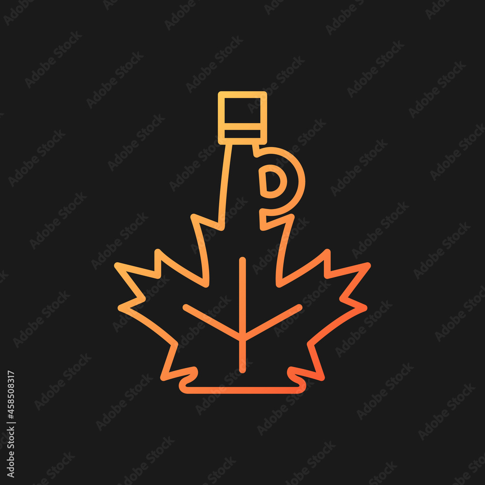 Maple syrup gradient vector icon for dark theme. Bottle of sweet sauce ...