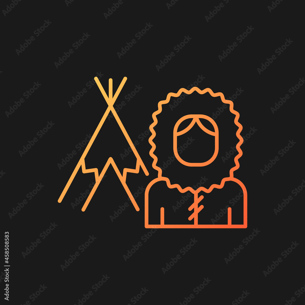 Inuit population gradient vector icon for dark theme. Indigenous ...