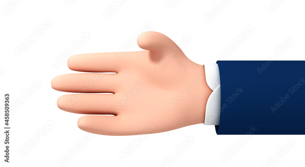 Vector cartoon open hand for handshake. Outstretched hand gesture ...