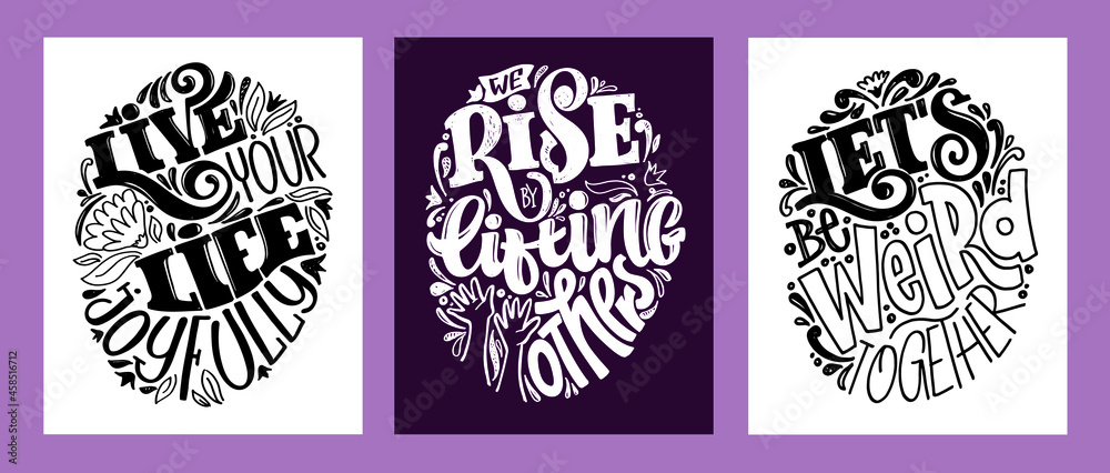 Cute lettering hand drawn poster about life. Lettering motivation art ...