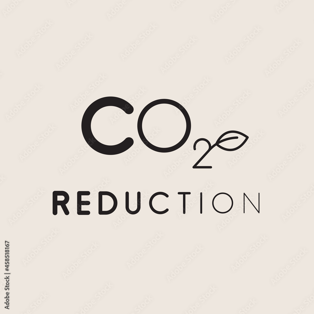 CO2 reduction sign, vector illustration. Line design, editable stokes ...