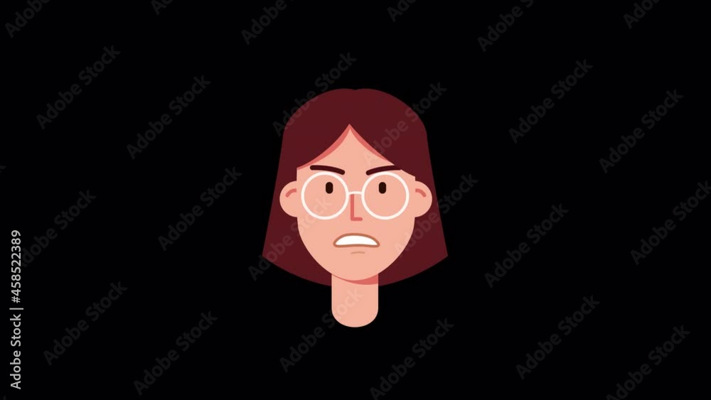 angry female face animation with Luma matte ALPHA channel. cartoon 2d ...