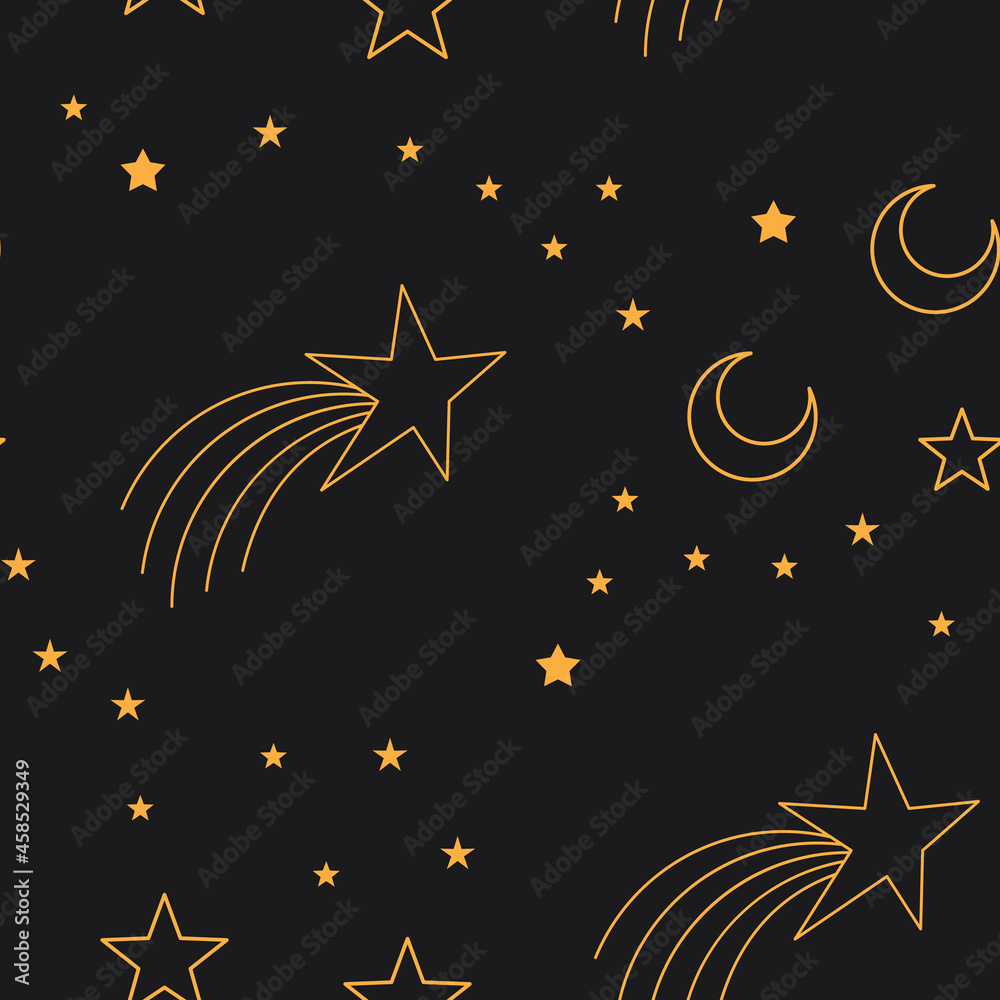 Sky seamless pattern with Mystical and Astrology elements, Space ...