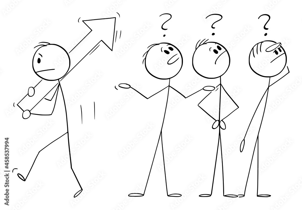 Group of Confused People Looking Upward for Something, Vector Cartoon ...