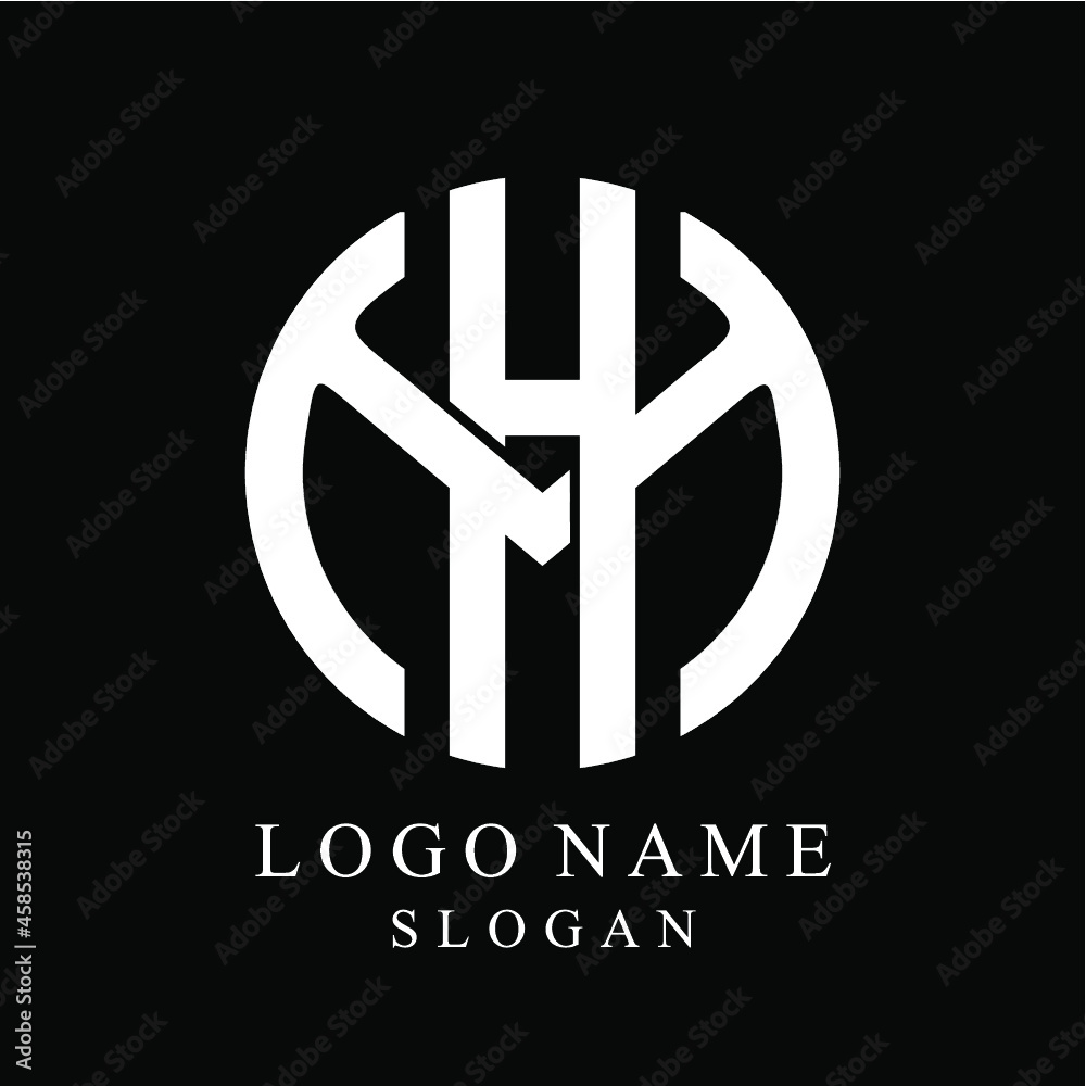 vector of the initial MH monogram logo in white on a black background ...