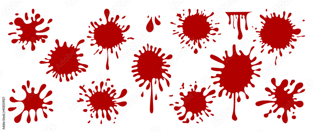 Happy halloween blood drops. Red hand drawn paint splatter, ink ...