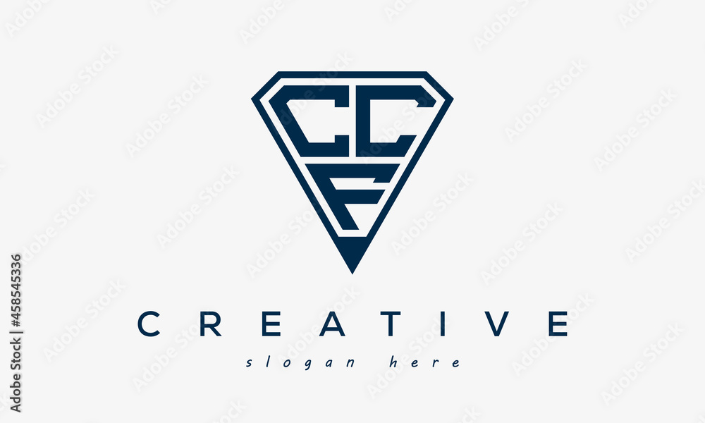 Vetor de initial letters logo CCF black monogram diamond pentagon shape ...