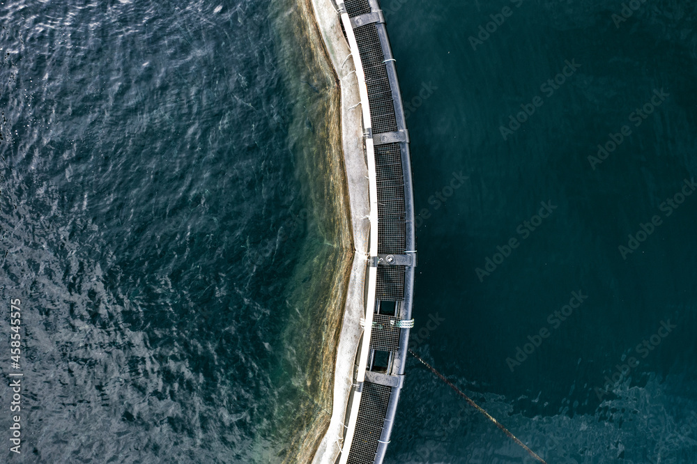 Bird's Eye View of a Fish Pen in an Aquaculture Farm Stock Photo ...