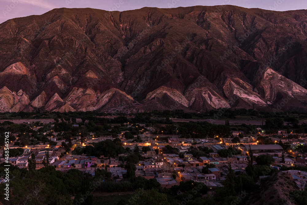 Panoramic centered view of the little town of Maimará, Jujuy Argentina ...