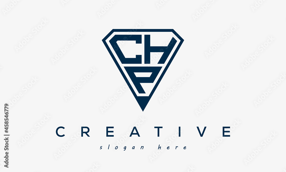 initial letters logo CHP black monogram diamond pentagon shape with ...