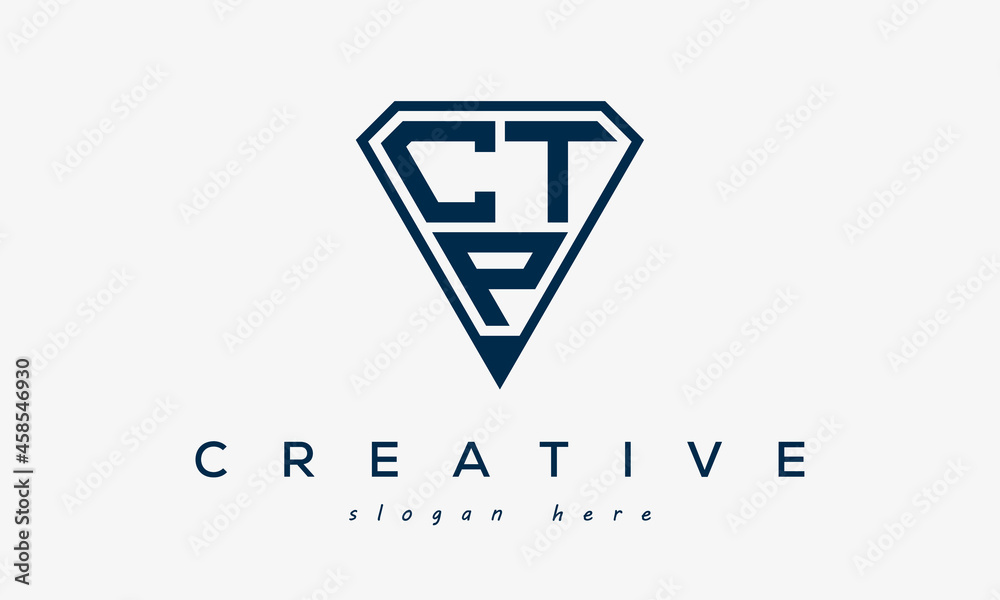 initial letters logo CTP black monogram diamond pentagon shape with ...
