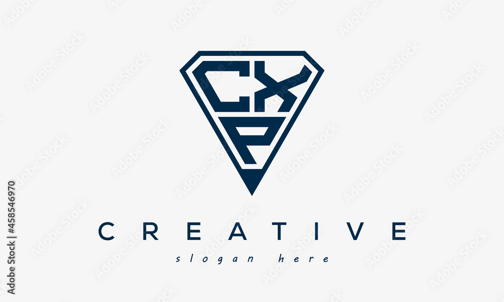 initial letters logo CXP black monogram diamond pentagon shape with ...