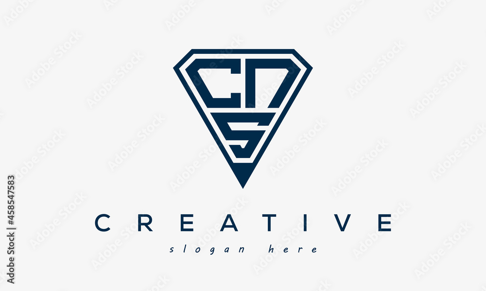 initial letters logo CNS black monogram diamond pentagon shape with ...