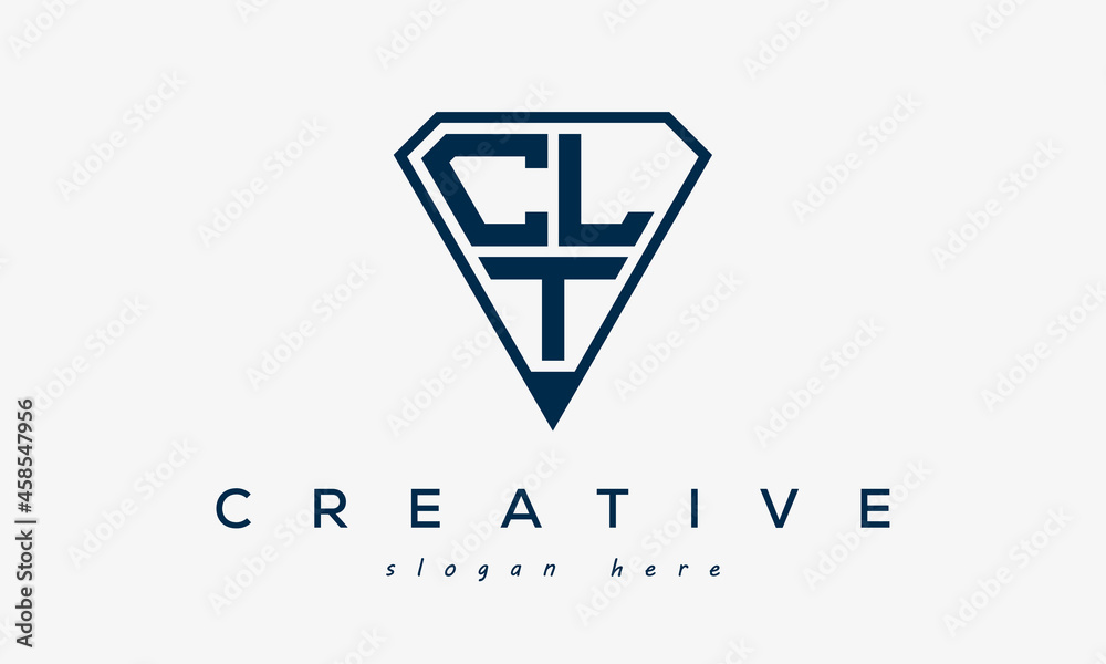 initial letters logo CLT black monogram diamond pentagon shape with ...