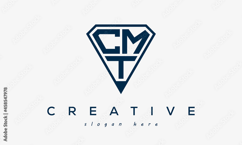 initial letters logo CMT black monogram diamond pentagon shape with ...