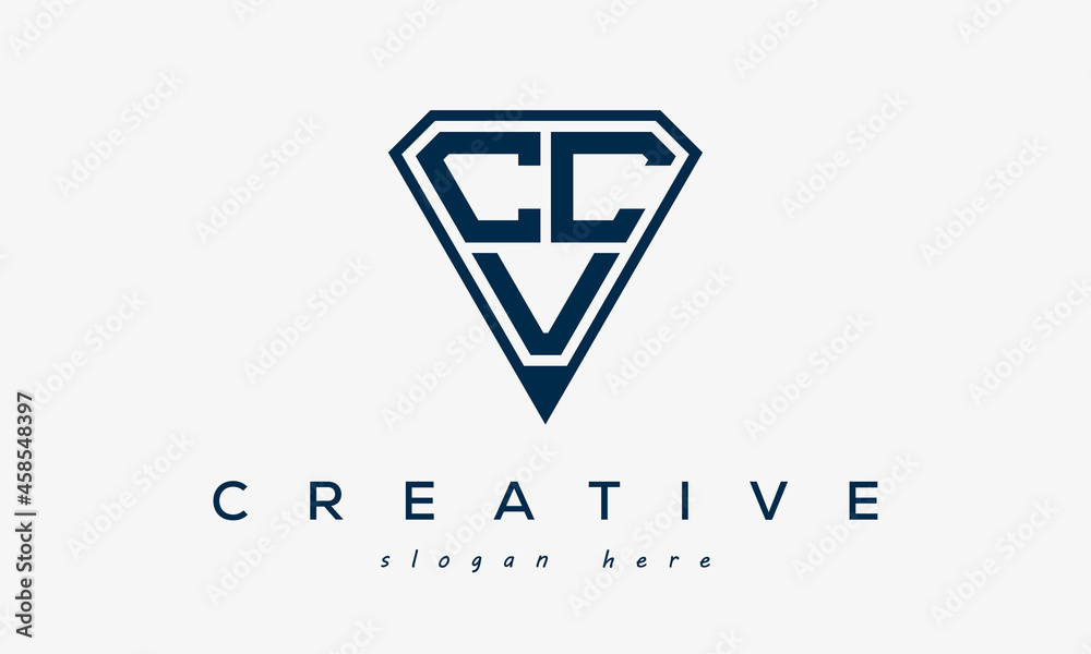 initial letters logo CCV black monogram diamond pentagon shape with ...