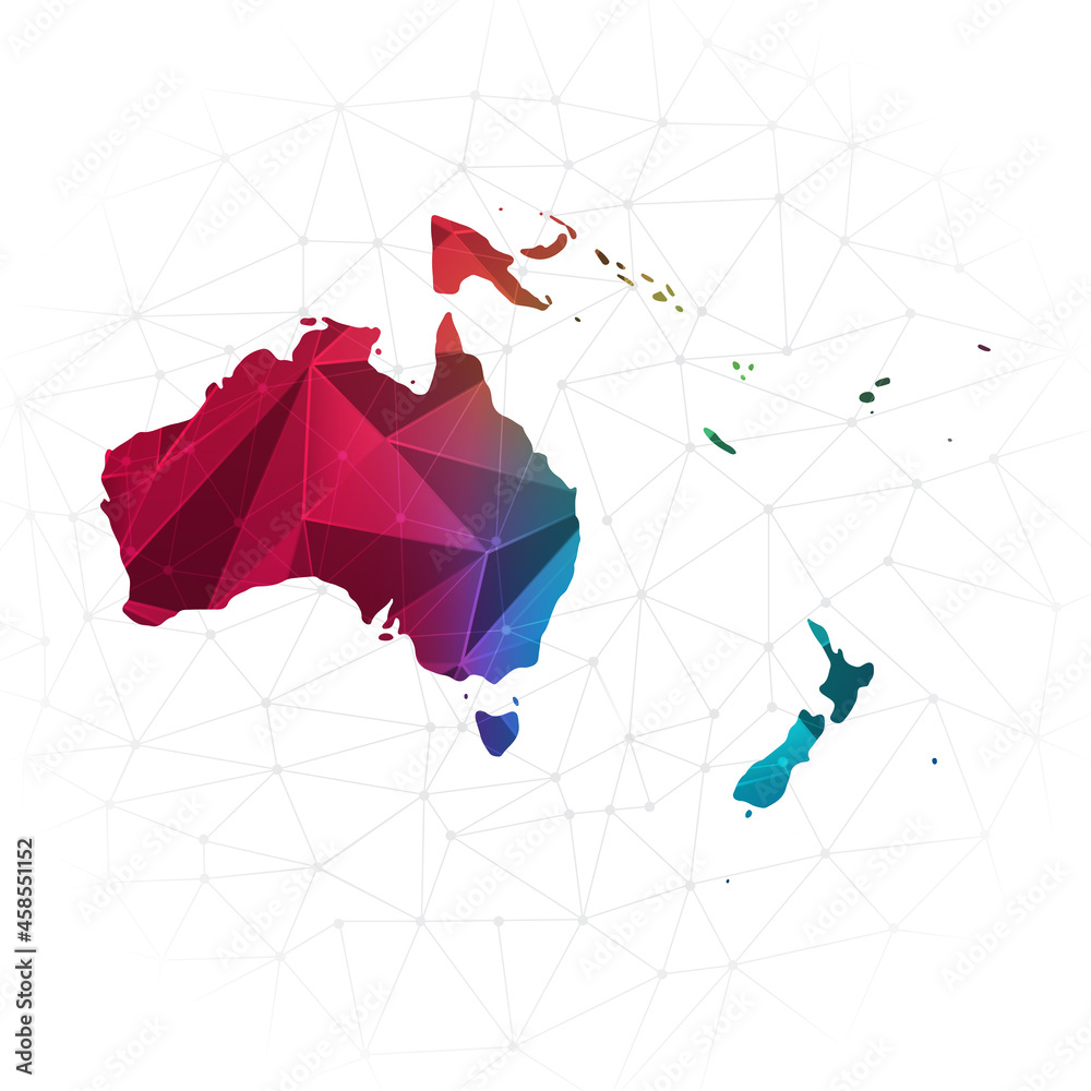 Australia Continent Map - Abstract polygon vector illustration low poly ...