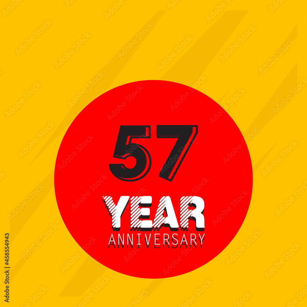 57 th anniversary event party. Vector illustration. numbers template ...