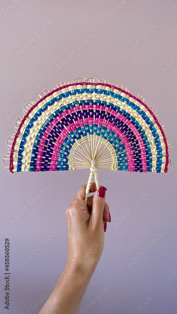 Colorful hand fan made by the Indigenous comminuty Bare in the North of ...