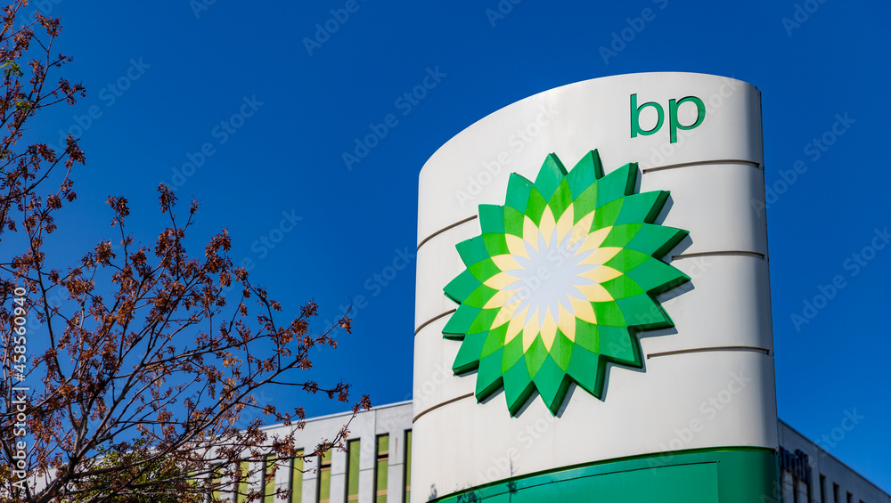 Katowice, Poland - September 11, 2021: A picture of the BP logo on a ...