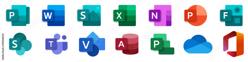 Set icons Microsoft Office 365: Word, Excel, OneNote, Yammer, Sway ...