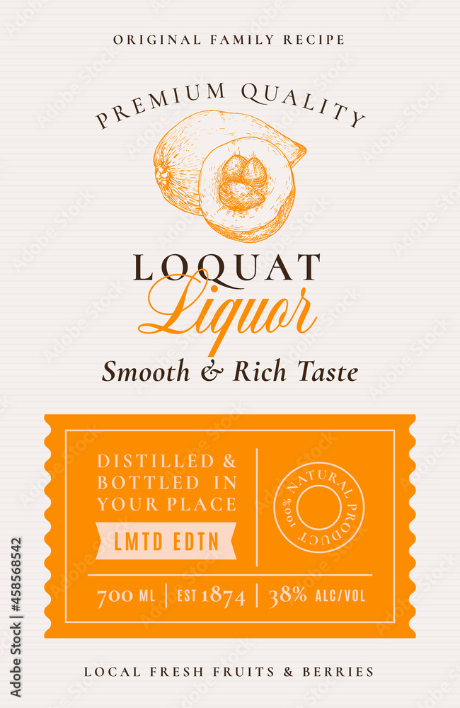 Family Recipe Loquat Liquor Acohol Label. Abstract Vector Packaging ...