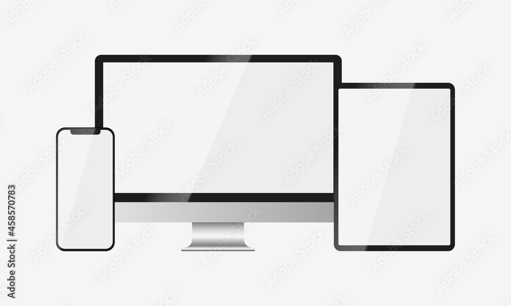 Realistic mockups of Apple devices on an isolated background. Vector ...