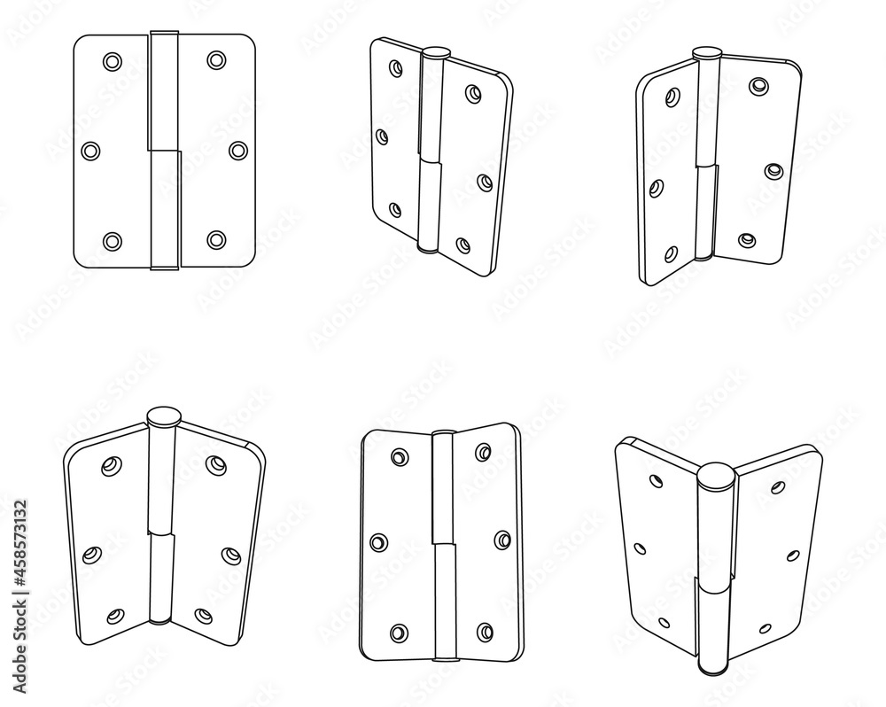 Vector set of simple door hinge Stock Vector | Adobe Stock