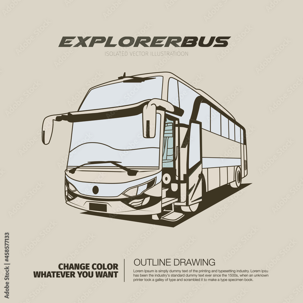 Modern double decker bus outline drawing illustraton Stock Vector ...