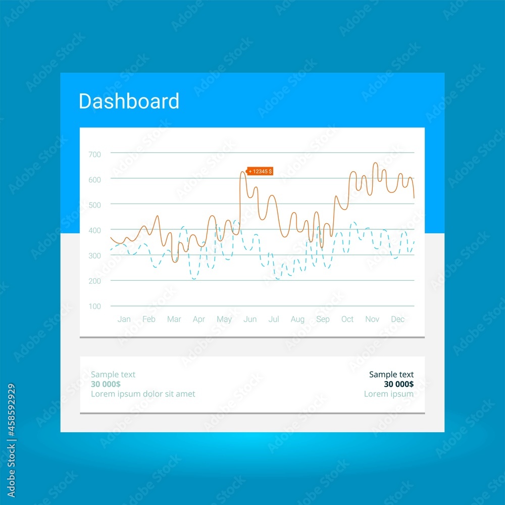 Infographic dashboard template with flat design graphs and charts Stock ...