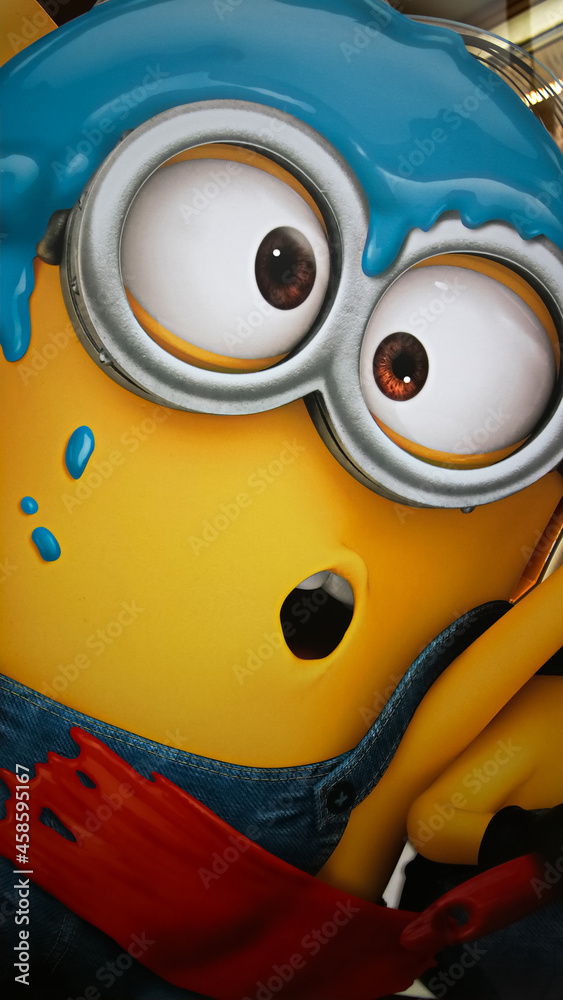 OSAKA, JAPAN - Nov 13, 2019 : Close up of HAPPY MINION statue in ...