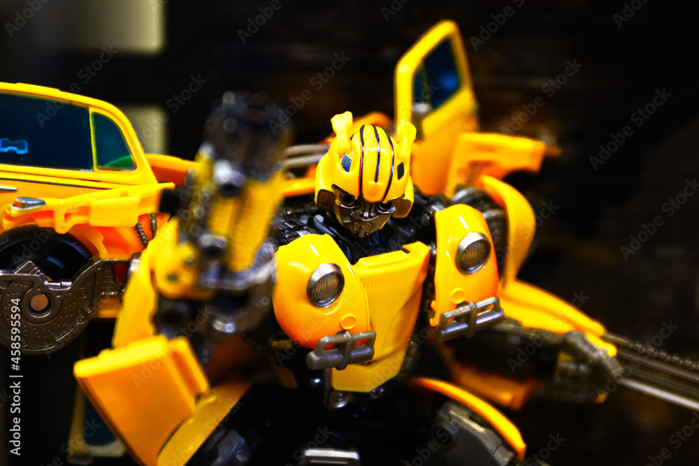 Osaka. Japan - July 15, 2018 : TRANSFORMERS BUMBLEBEE 1971 VW BEETLE ...